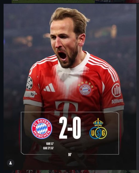 Harry Kane Double Fires Bayern Munich to 2–0 Champions League Win Over ...